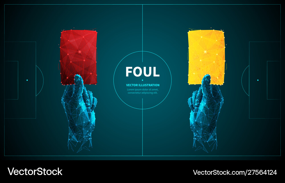 Soccer foul low poly wireframe banner Royalty Free Vector