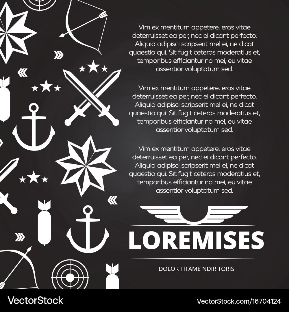 Swords anchor arrow for army or navy Royalty Free Vector