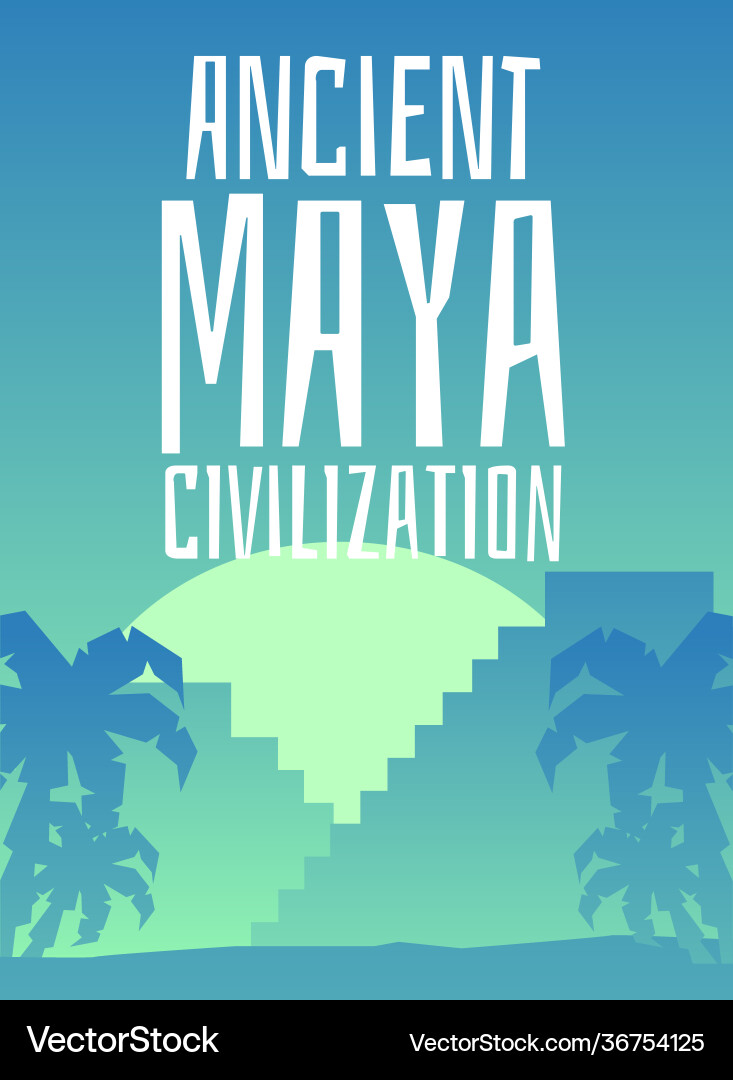 Ancient Mayan Pyramids Poster Royalty Free Vector Image