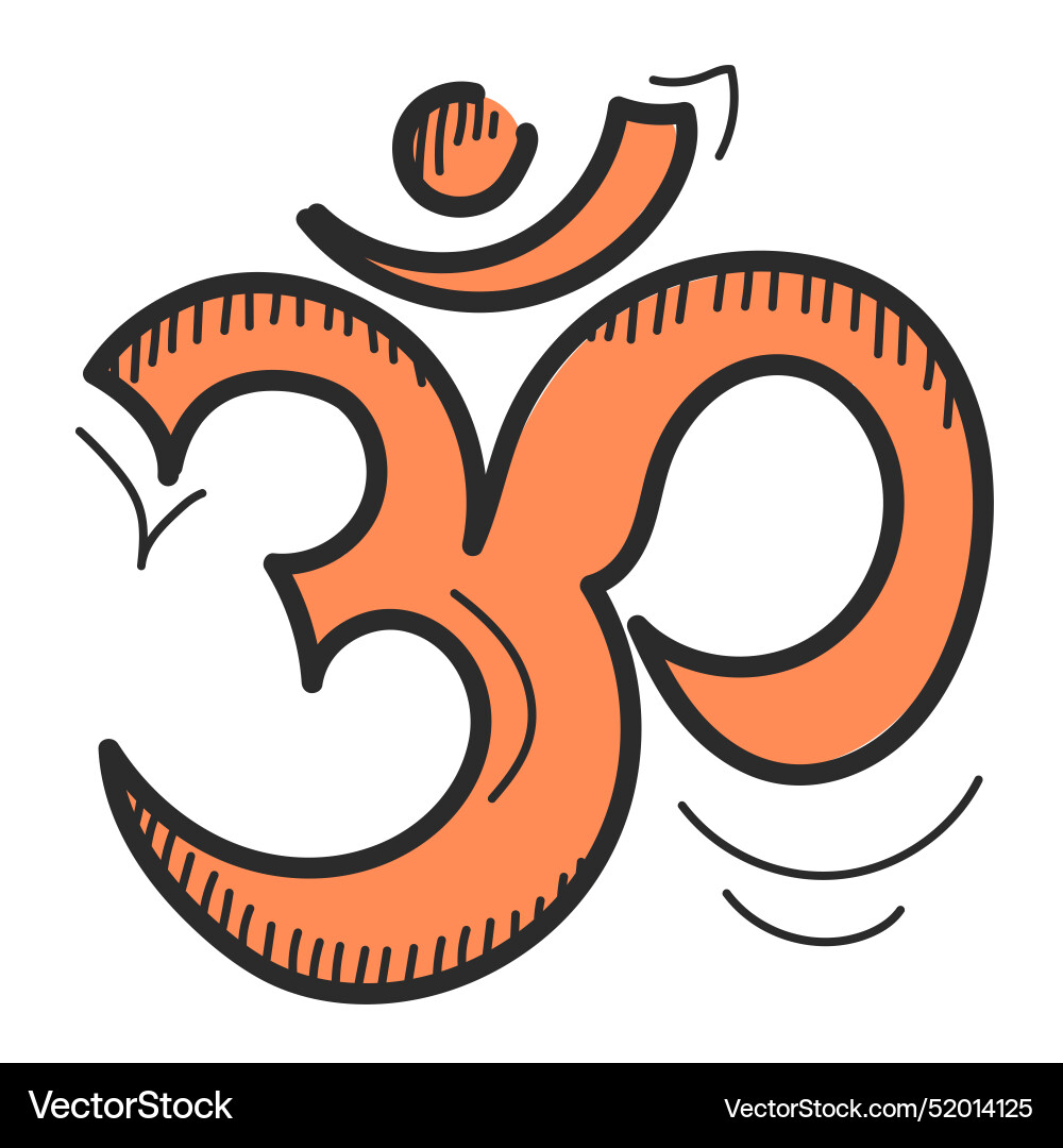 Aum sign in doodle style Royalty Free Vector Image