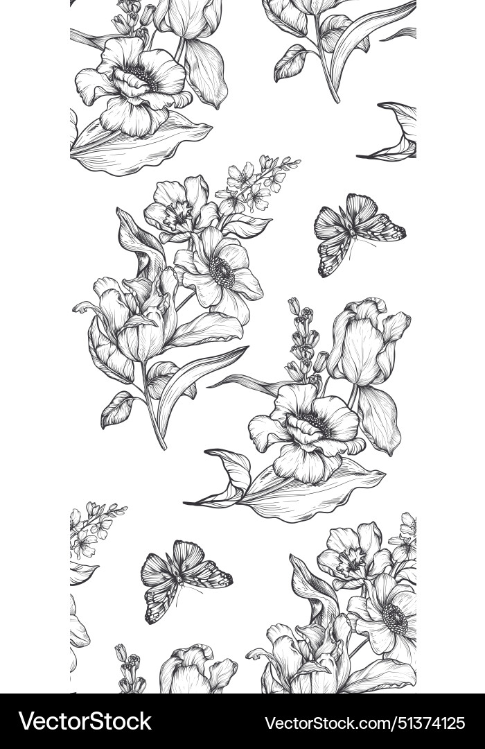 Beautiful hand drawn seamless pattern Royalty Free Vector