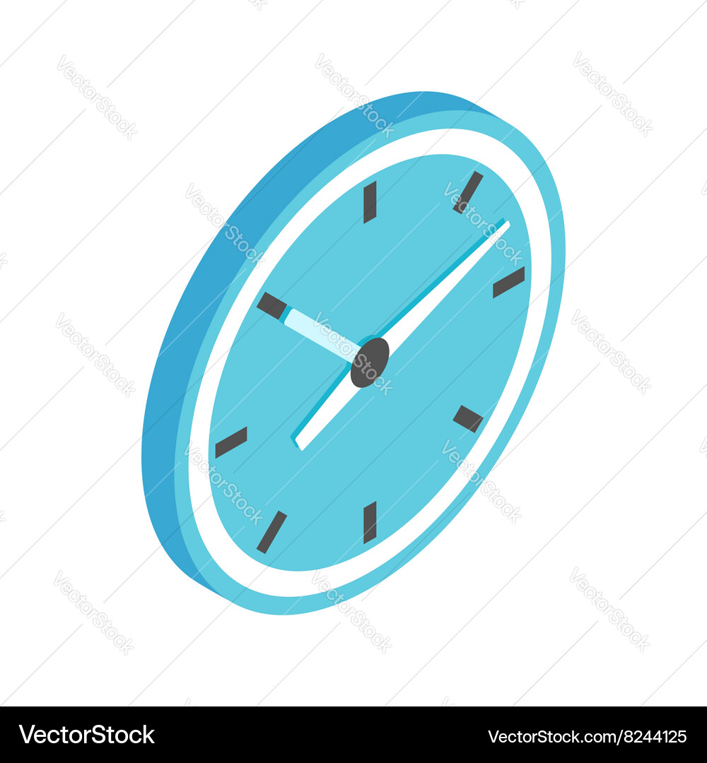 Blue Isometric Clock Icon Royalty Free Vector Image