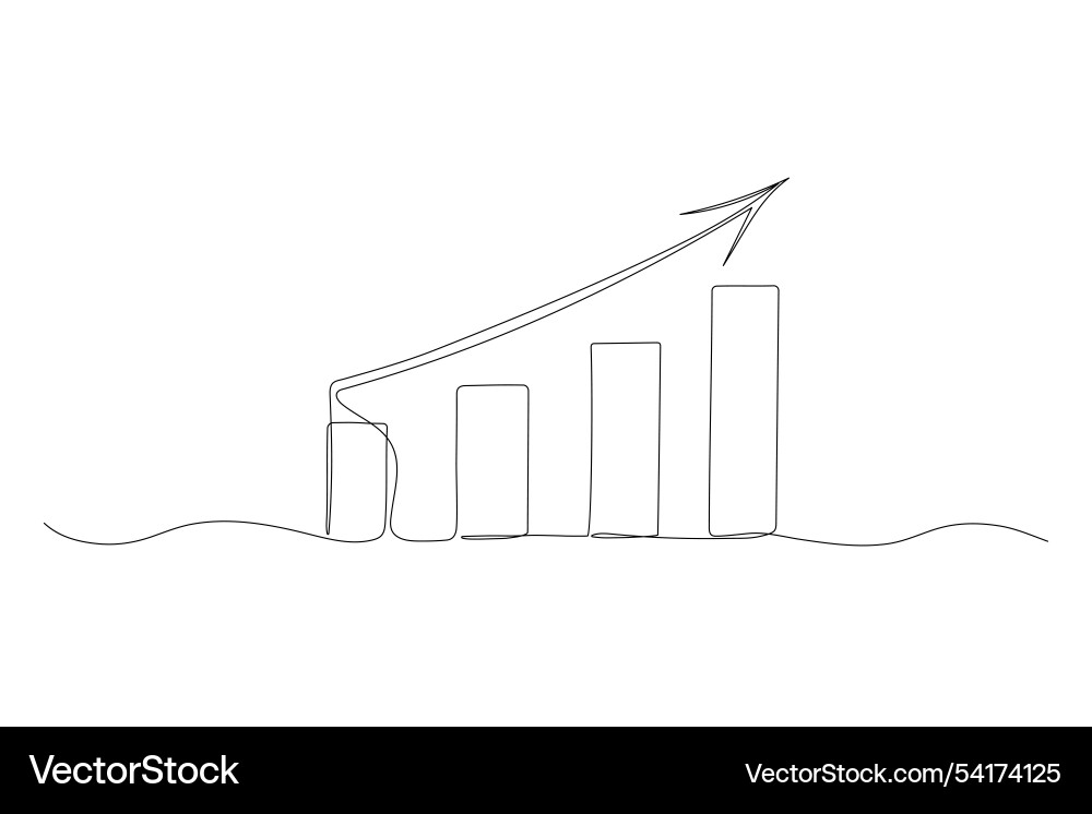 Growth chart one continuous line Royalty Free Vector Image