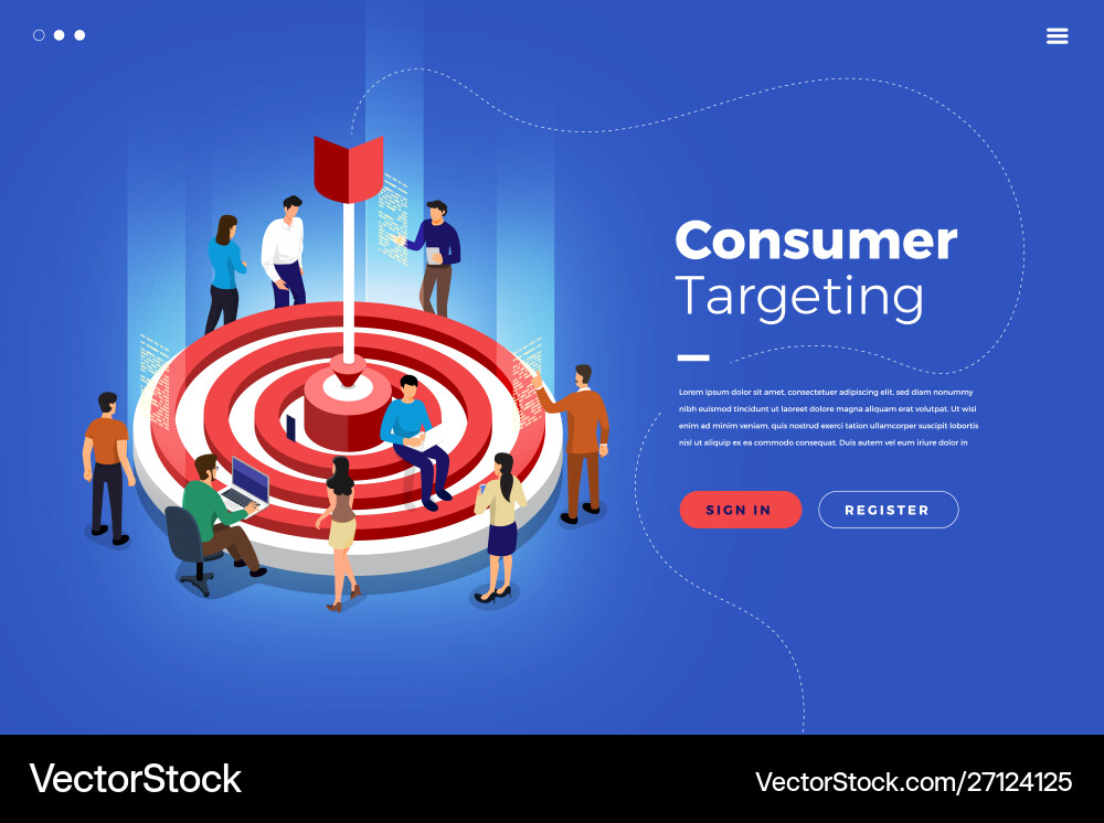 Isometric market targeting Royalty Free Vector Image
