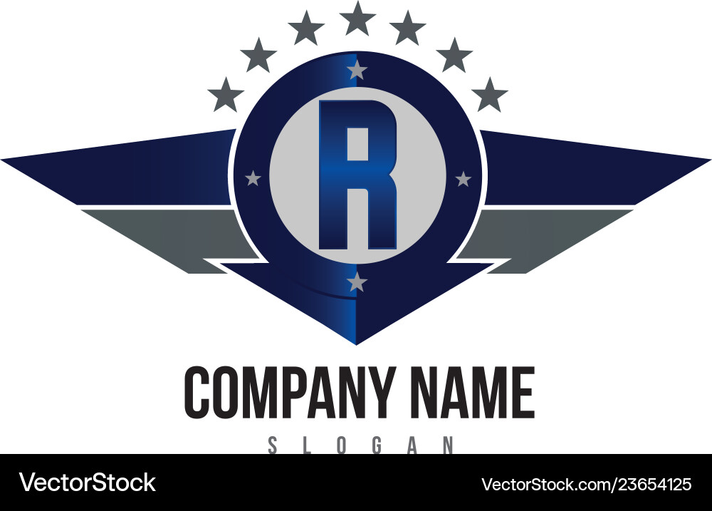 Letter r shield logo Royalty Free Vector Image