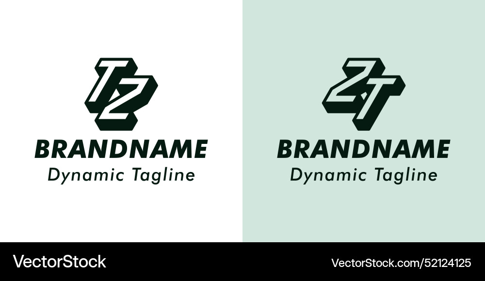 Letters tz and zt 3d monogram logo suitable Vector Image