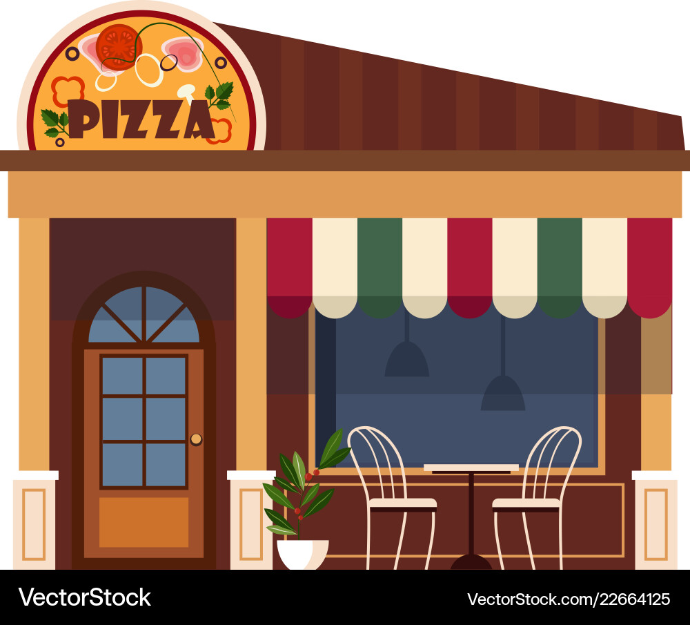 Restaurants and shops facade storefront Royalty Free Vector