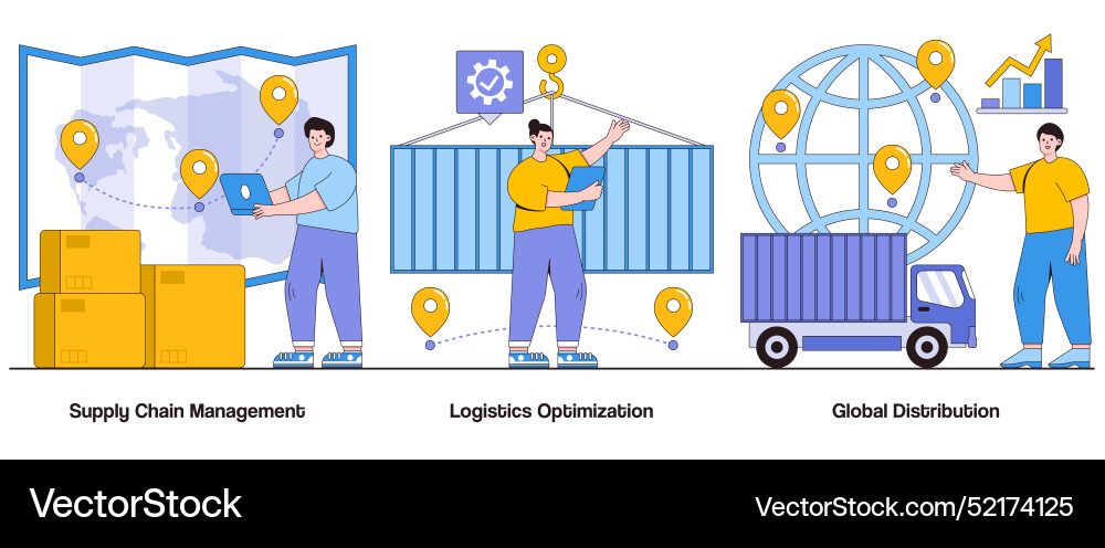 Supply chain management logistics optimization Vector Image