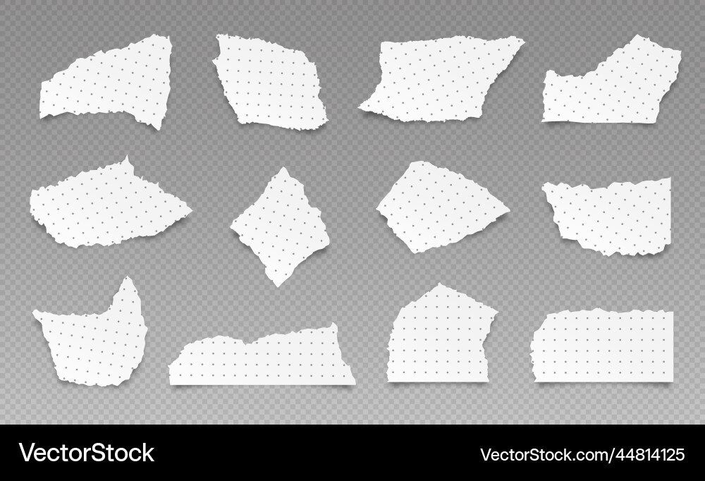 Torn paper pieces realistic ripped notebook page Vector Image