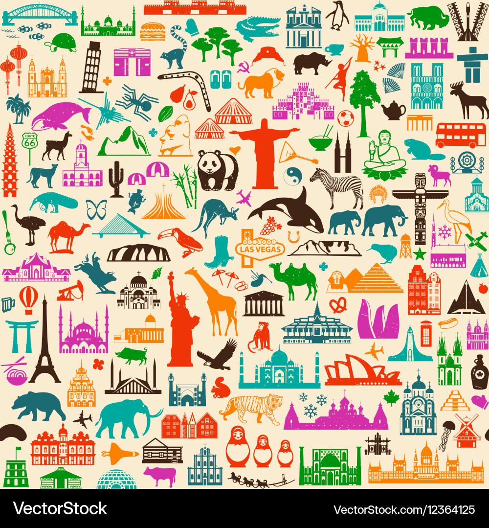 Travel icons pattern Royalty Free Vector Image