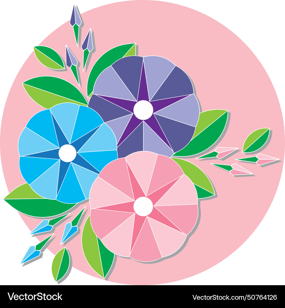 Abstract morning glory flower on pink circle Vector Image
