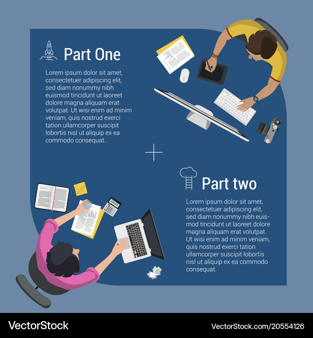 Büro-Arbeitsraum der oberen Ansicht Lizenzfreier Vektor