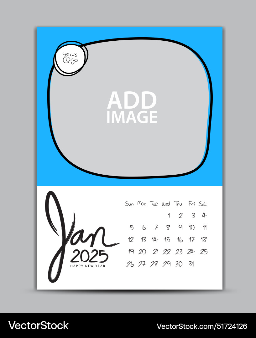 Calendar 2025 year design - january Royalty Free Vector