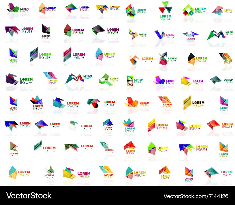 Colorful Geometric Shapes Logo Set Royalty Free Vector Image