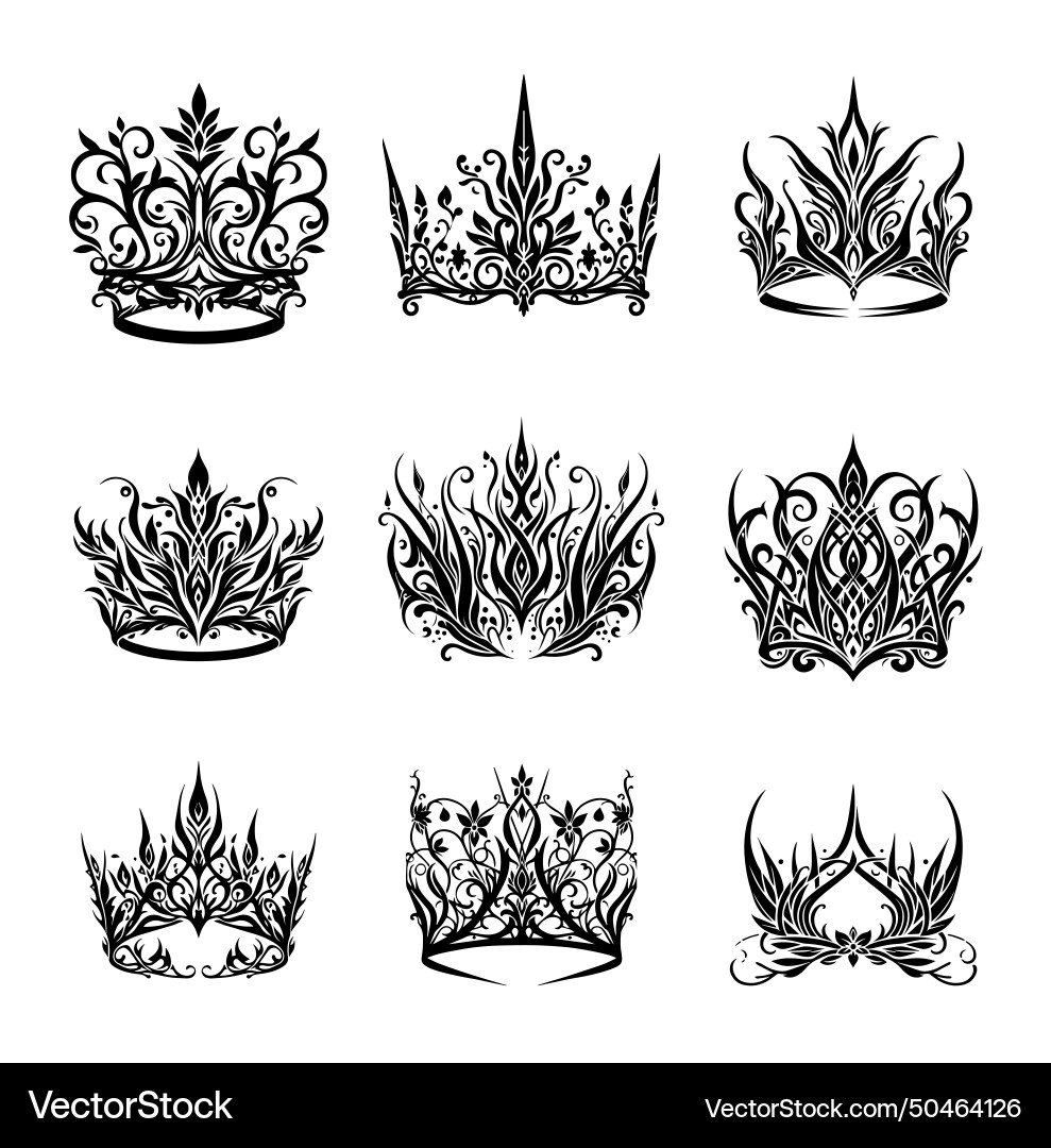 Elven style crowns Royalty Free Vector Image - VectorStock