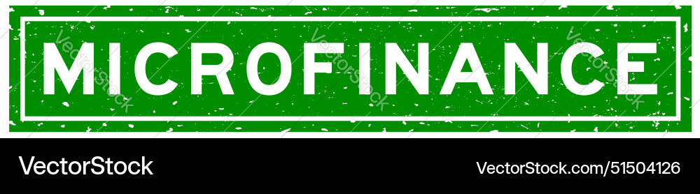 Grunge green microfinance word square rubber seal Vector Image