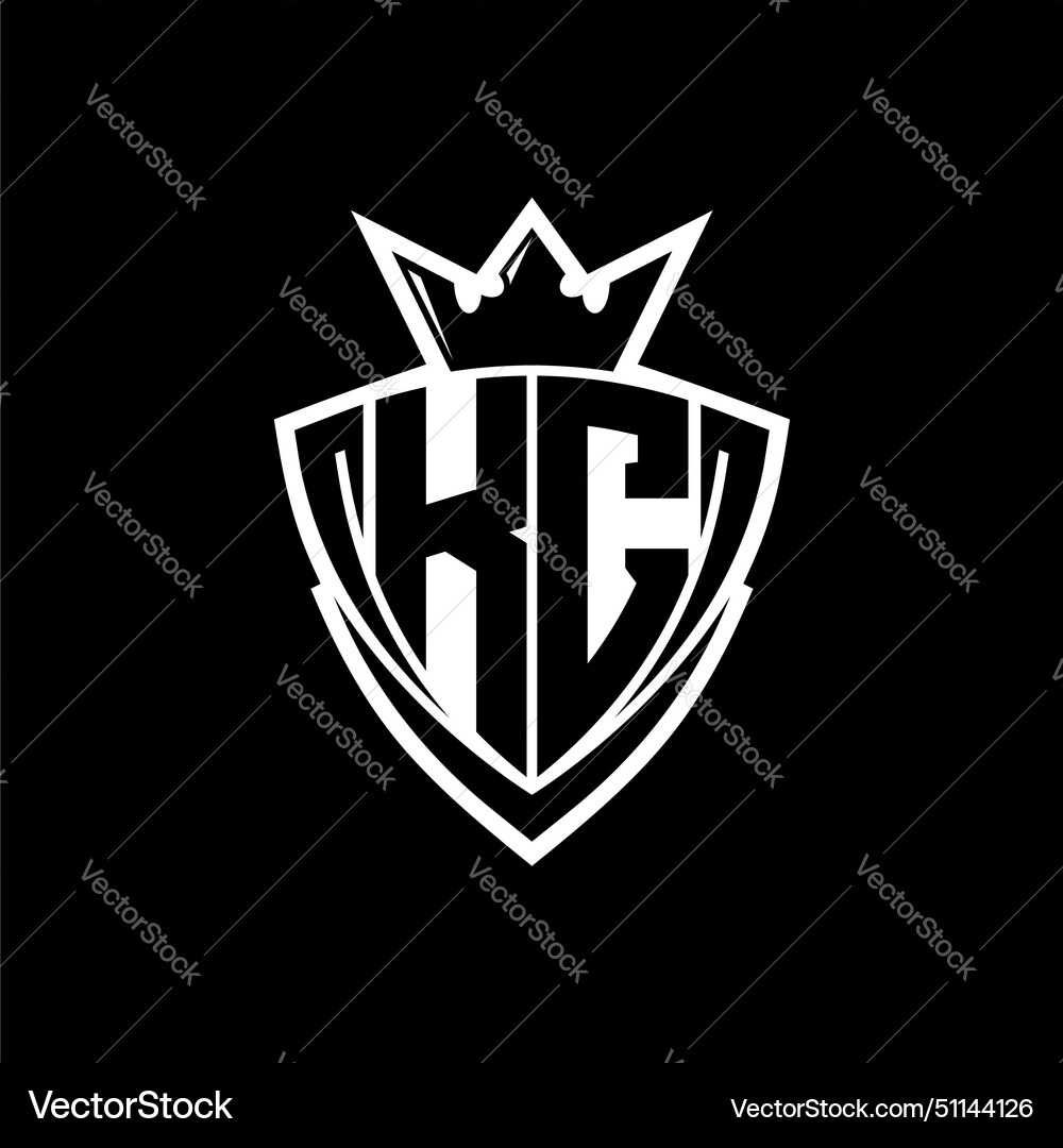 Kc letter logo with sharp triangle shield shape Vector Image