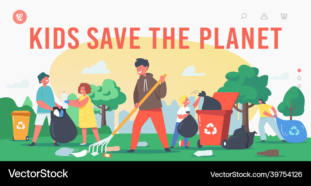 Kids Cleaning Up the Planet Royalty Free Vector Image