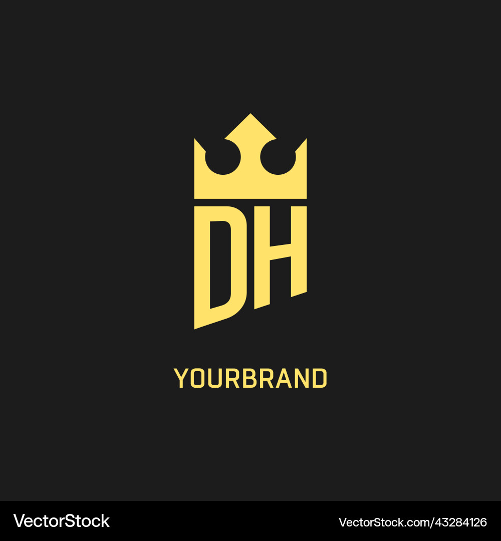 Monogram dh logo shield crown shape elegant Vector Image