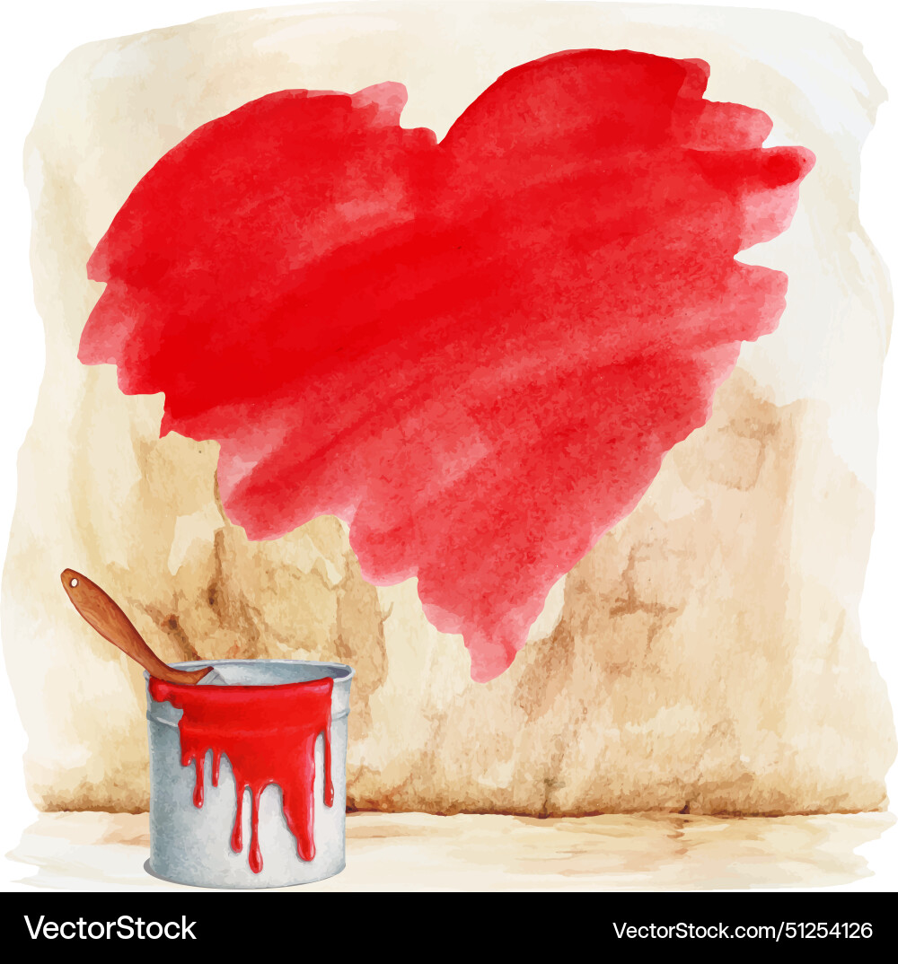 Red heart painted on wall Royalty Free Vector Image