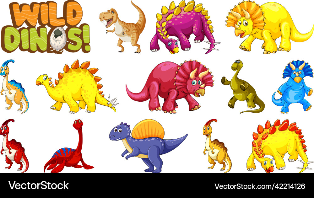 Set of cute dinosaurus Royalty Free Vector Image