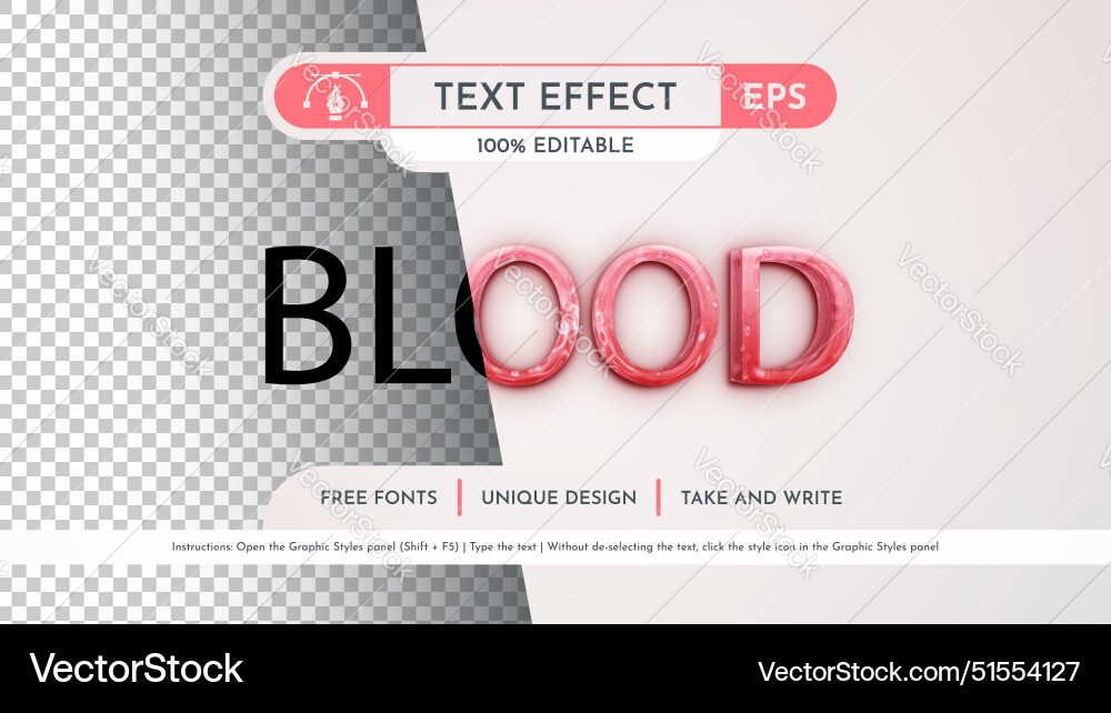 Butcher meat editable text effect graphic style Vector Image