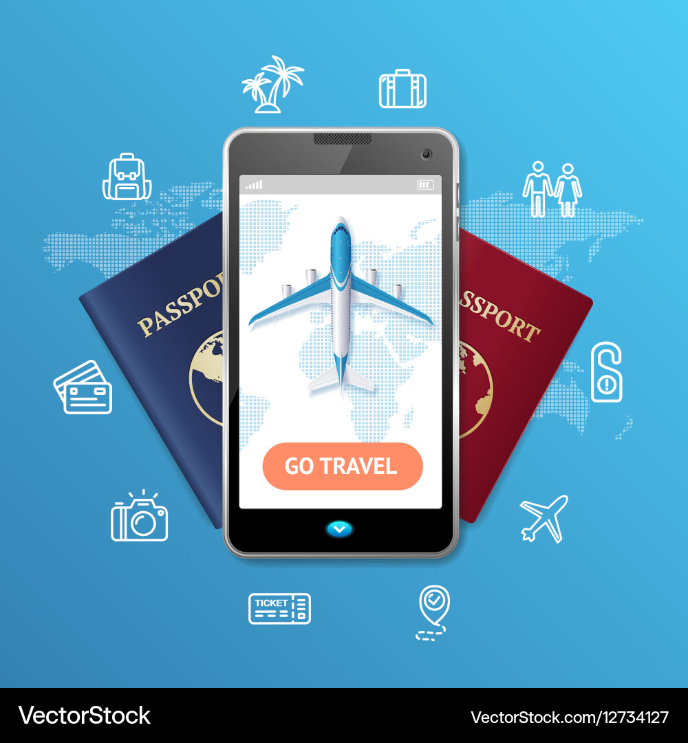 Go travel mobile ticket booking concept Royalty Free Vector