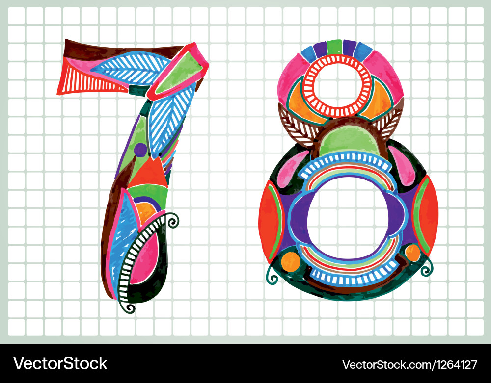 Hand draw sketchy numbers Royalty Free Vector Image