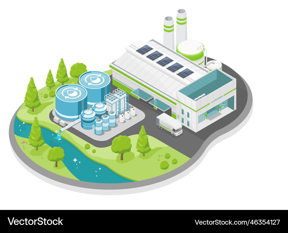 Industrial wastewater treatment process Royalty Free Vector