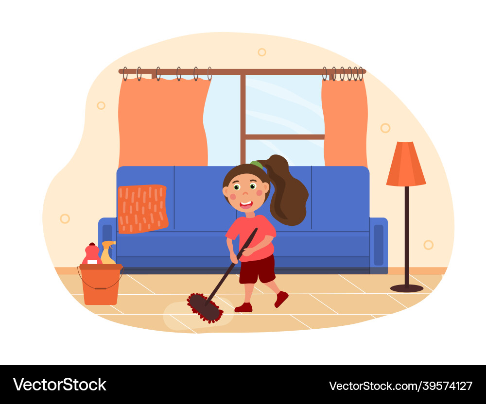 Kids doing housework concept Royalty Free Vector Image