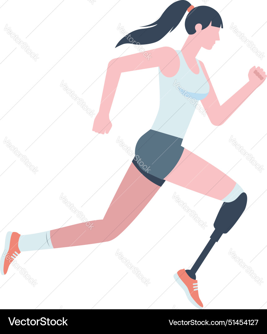 Paralympic woman athletic running Royalty Free Vector Image