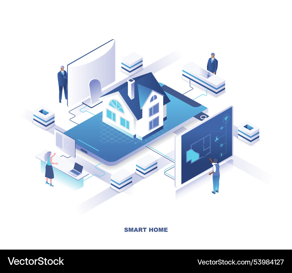 Smart House System isometrische Landing Page Konzept