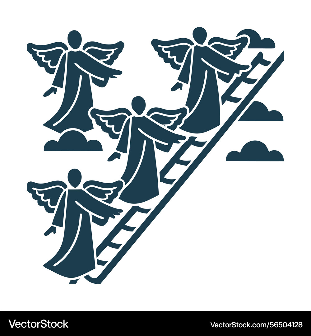 Angels ascending jacobs ladder silhouette Vector Image