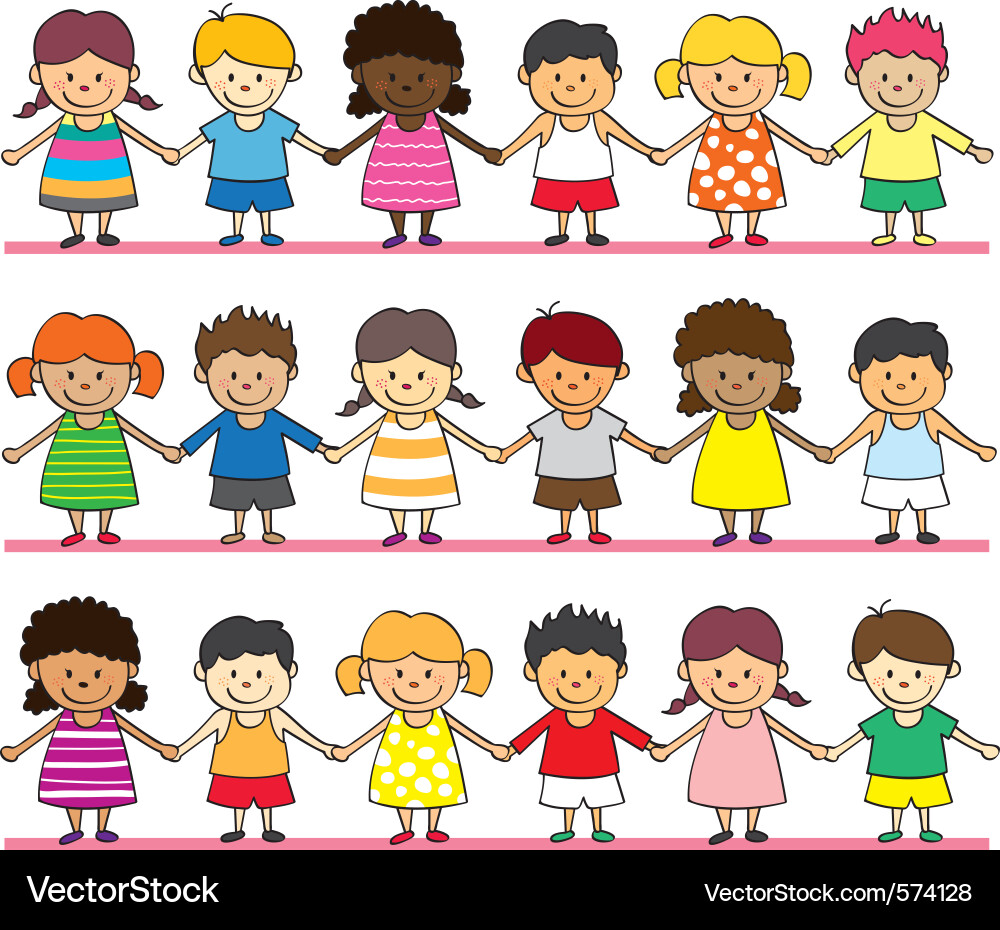 Cute children holding hand Royalty Free Vector Image