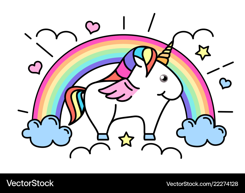 Fantasy animal horse unicorn Royalty Free Vector Image