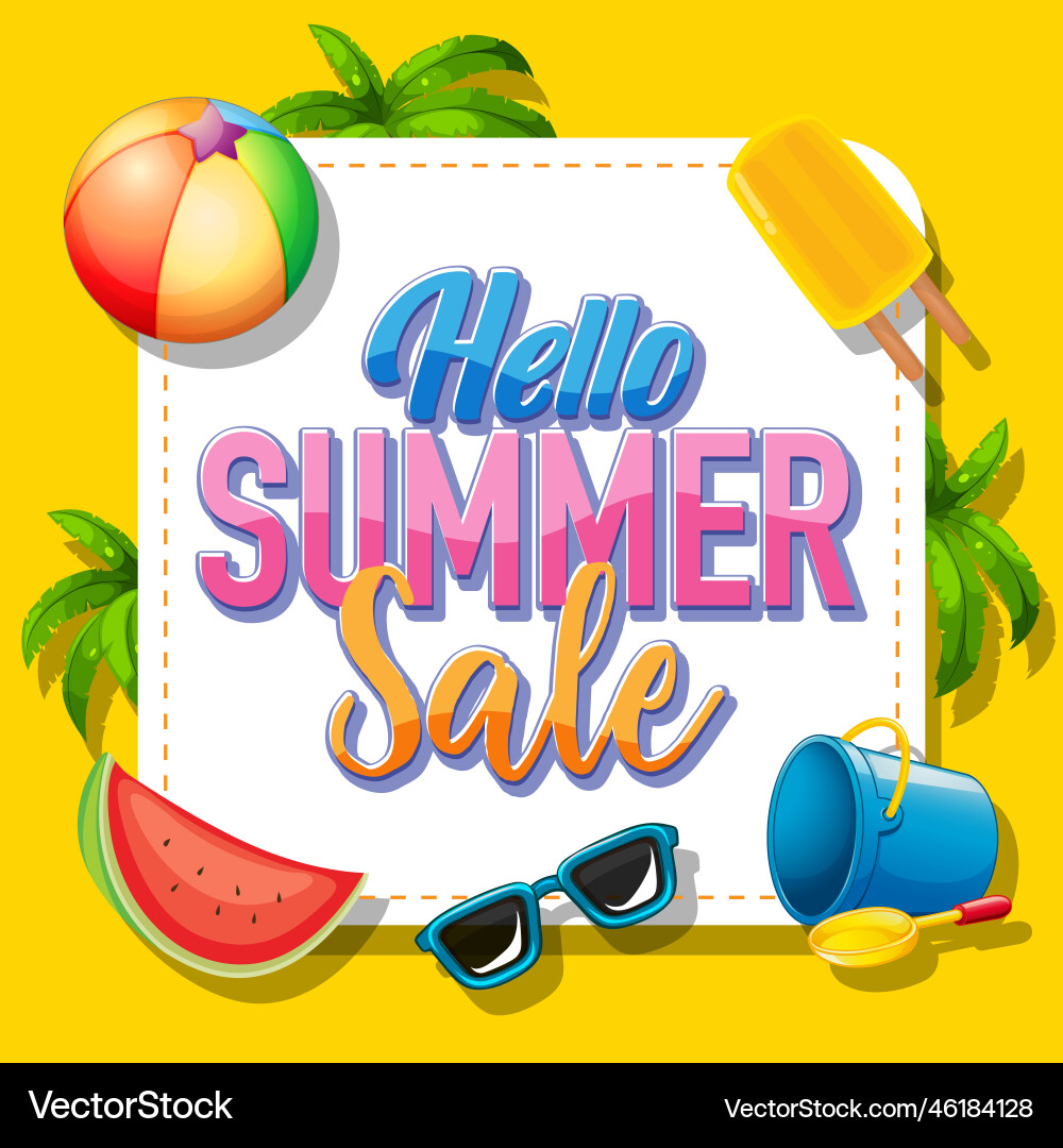 Hello summer sale banner template Royalty Free Vector Image