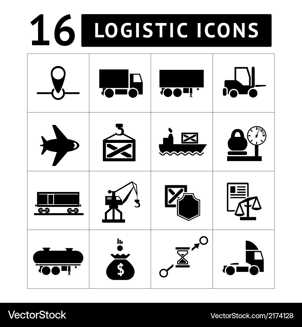 Set of black logistic icons Royalty Free Vector Image