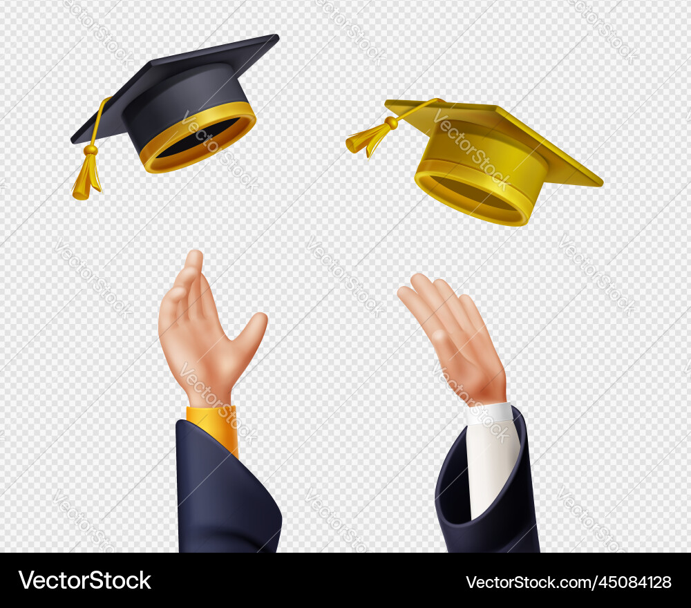 Students throw up graduation caps in air Vector Image