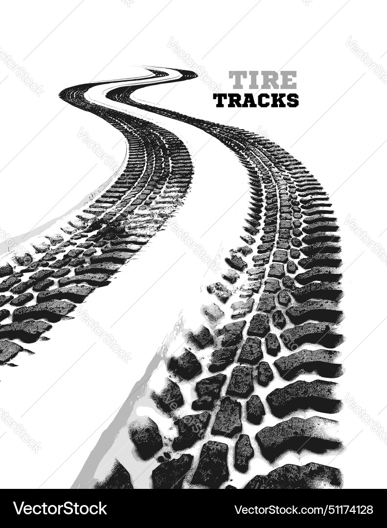 Tire tracks isolated on white Royalty Free Vector Image