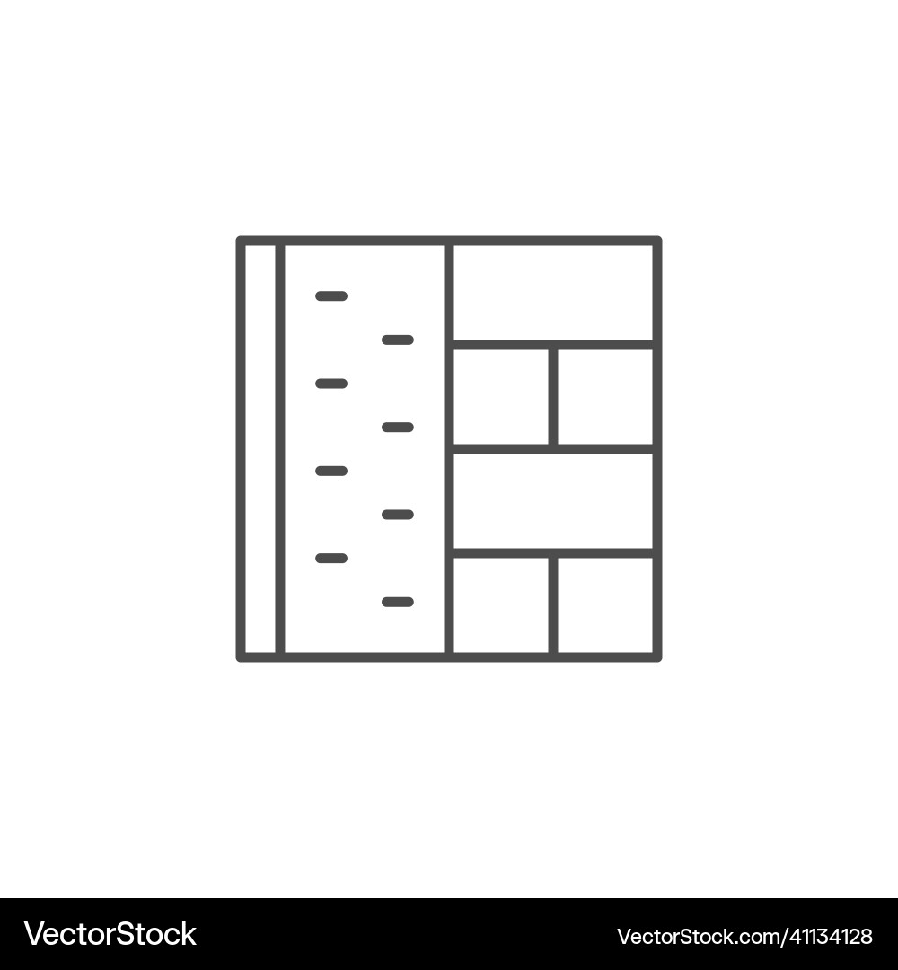 Wall insulation line outline icon Royalty Free Vector Image