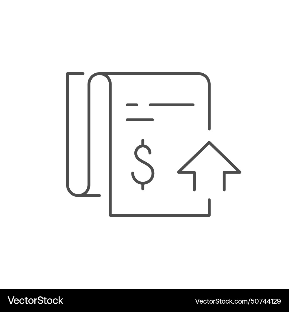 Bill increase line outline icon Royalty Free Vector Image