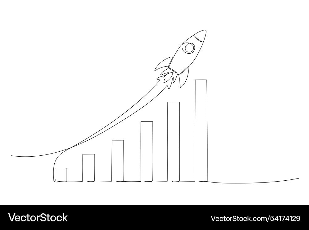 Growth chart one continuous line Royalty Free Vector Image