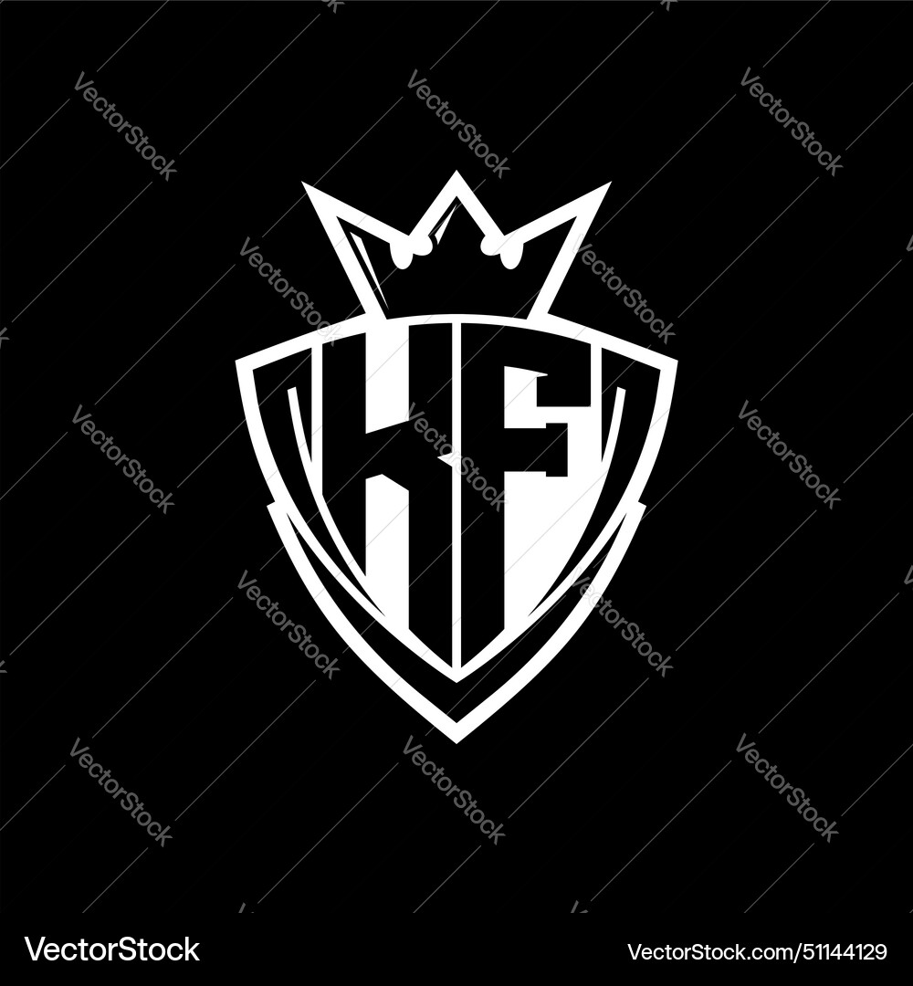 Kf letter logo with sharp triangle shield shape Vector Image