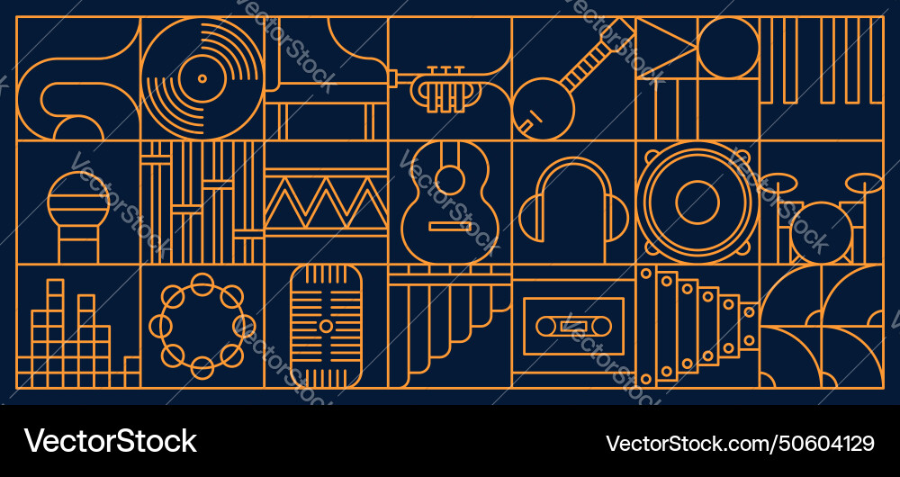 Music and entertainment in line geometric pattern Vector Image