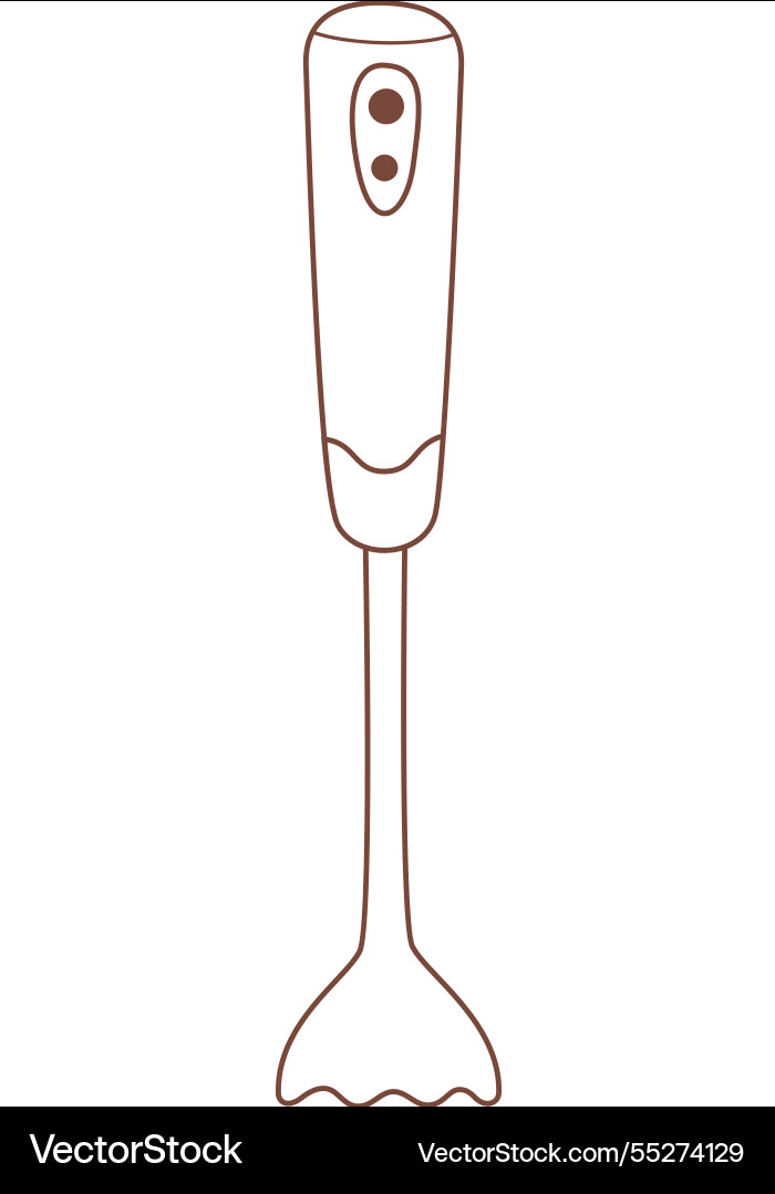 Simple brown line drawing of an immersion blender Vector Image