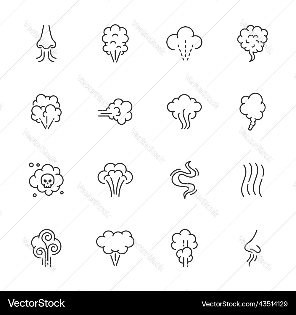 Smell & Smoke Icons Royalty Free Vector Image