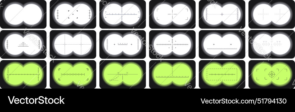 Binoculars viewfinder icons set Royalty Free Vector Image