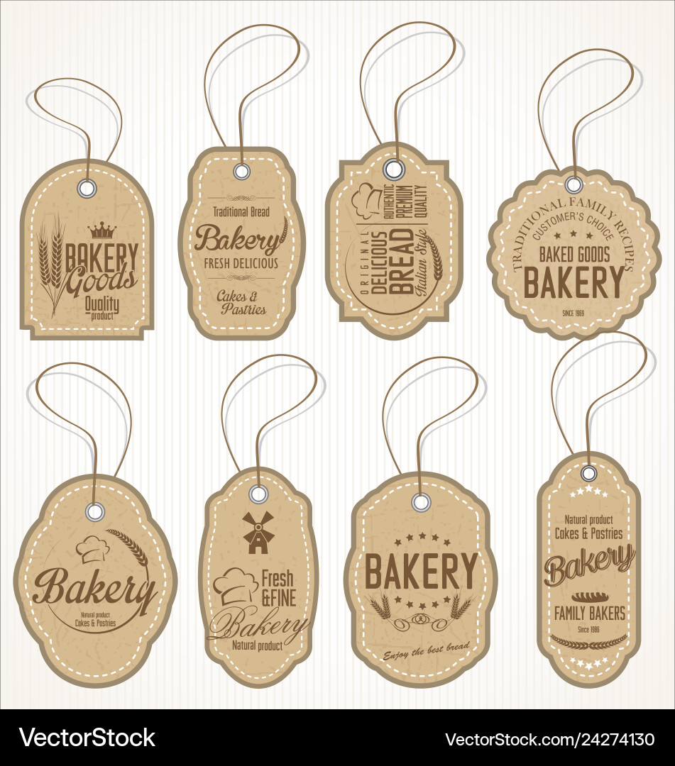 Collection of vintage bakery labels Royalty Free Vector