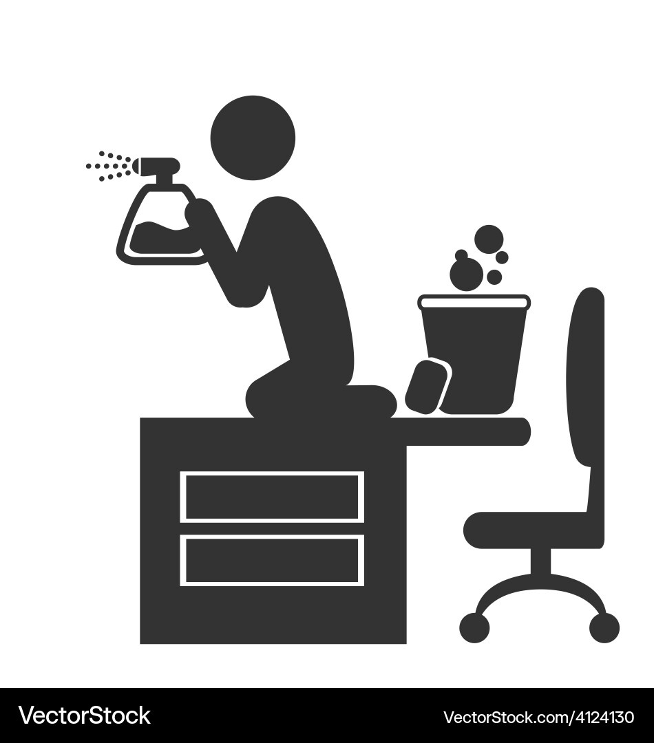 Flat office spring cleaning icon isolated on white