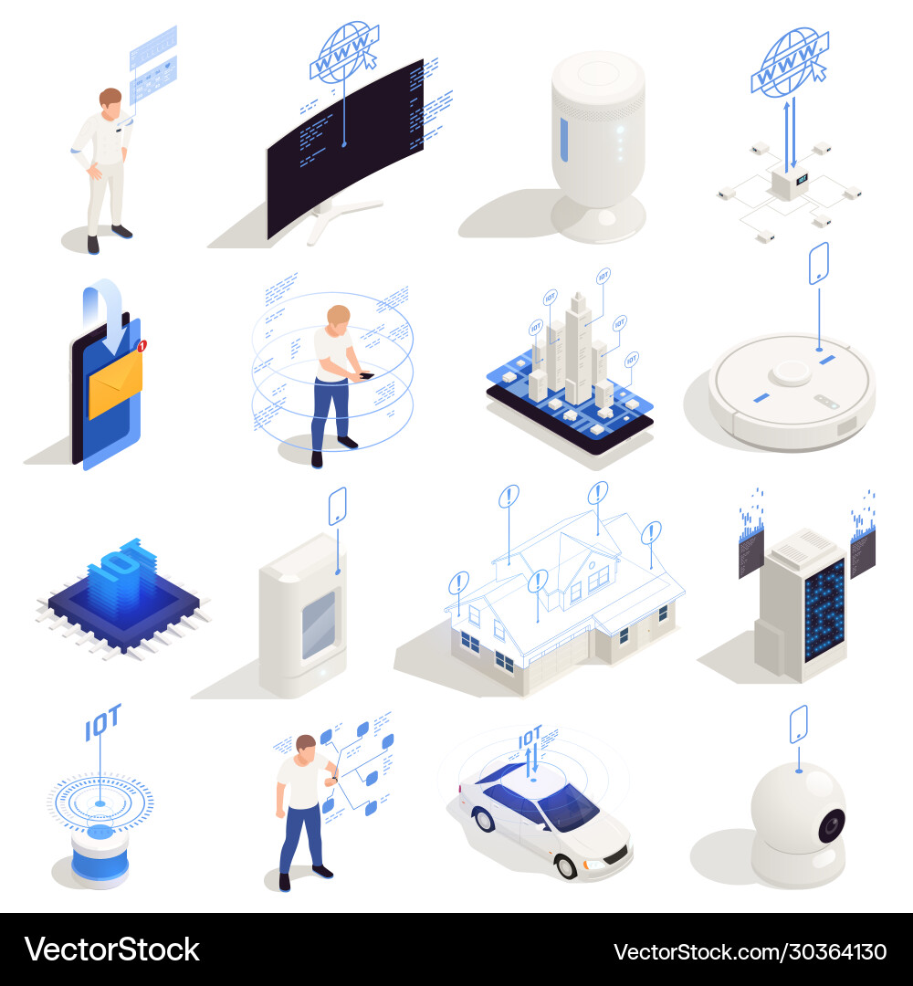 Internet of things isometric icons Royalty Free Vector Image